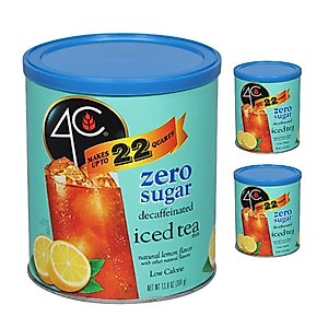 4C Light Powdered Drink Mix Cannisters, Zero Sugar Decaffeinated Iced Tea, 22 Quarts, Family Sized Cannister, Low Calorie, Thirst Quenching Flavors (Light Decaf Iced Tea, 13.9 Ounce (Pack of 2))