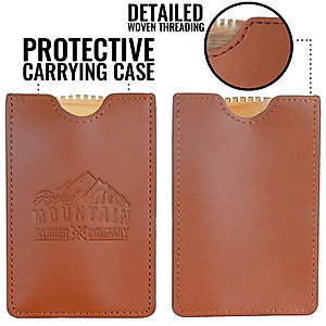 Beard Comb - Sandalwood Natural Hatchet Style for Hair - Anti-Static & No Snag, Handmade Wide & Fine Tooth Contour Brush Best for Beard & Moustache with Carrying Case Pouch