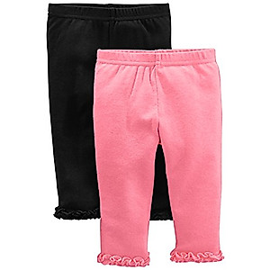 Simple Joys by Carter's Baby Girls' Pant, Pack of 4, Black/Grey Hearts/Pink/White Floral, 18 Months