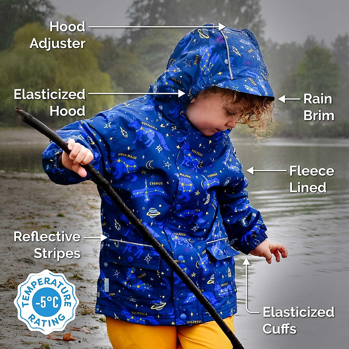 JAN & JUL Kids Waterproof Rain-Coat, Fleece-lined Jacket for Boys and Girls (Fern Green, 10 Years)