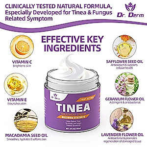 DR. DERM Tinea Versicolor Treatment, Antifungal Cream for Tinea Versicolor & Pedis, All-Natural Athletes Foot Treatment Ringworm Treatment for Humans, Fast Healing Anti Fungal Skin Cream