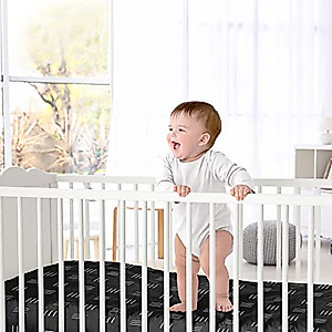 Sweet Jojo Designs Black and White Boho Mudcloth Boy or Girl Fitted Crib Sheet Baby or Toddler Bed Nursery - White Black Bohemian Woodland Tribal Southwest Mud Cloth Hatch Gender Neutral Triple Line