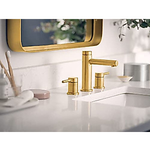 Moen Align Brushed Gold Two-Handle Modern 8-Inch Widespread Bathroom Faucet Trim Kit, Valve Required, T6193BG