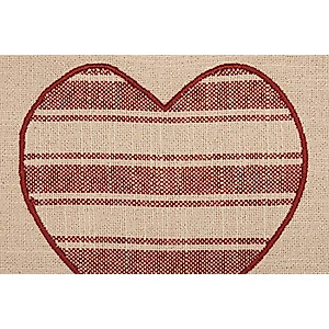 Piper Classics Market Place Red Triple Heart Applique Throw Pillow Cover, 12" L x 20" W, Cream w/Red Ticking Stripe Hearts, Valentine's Day, Love, Country Farmhouse