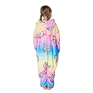 Hyvtom Unicorn Onesies Pajamas Soft Flannel Cosplay Halloween Pajamas Costume Gift for Girls 9-10 Years