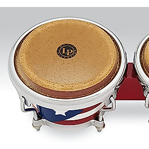 Latin Percussion LPMC Mini Tunable Puerto Rican Flag Wood Bongos (LPM199-PR)