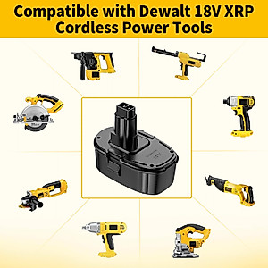 Powilling 2Pack 6.5Ah Lithium-Ion Replacement Battery for Dewalt 18V XRP Ni-Cad Battery DC9096 DC9098 DC9099 DE9039 DE9095 DE9096 DE9098 DW9095 DW9096 DW9098 DE9503 DC9182 Dewalt 18Volt Batteries