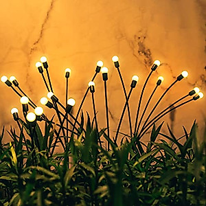 4 Packs 6LED Starburst Solar Garden Lights - Solar Outdoor Lights Starburst Swaying Lights Solar Firefly Lights Outdoor Waterproof, Garden Decorative Lights for Yard Patio Pathway (Warm Yellow)