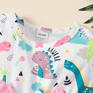 RETSUGO Baby Girl Dinosaurs Dresses Casual Pink Bowknot Dress for Toddler Girls Sleeveless Party Summer Dresses Outfit dinosaur1-1129-3T