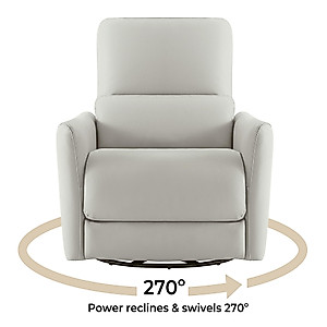 CHITA Power Recliner Swivel Glider, FSC Certified Upholstered Faux Leather Living Room Reclining Sofa Chair with Lumbar Support, Cream