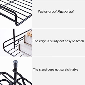 2 Tier Cabinet Organizer, Lainrrew Stackable Under Sink Organizer Mesh Basket Under the Sink Storage Organizer Shelves Rack for Home, Kitchen, Bathroom, Countertop (Black)