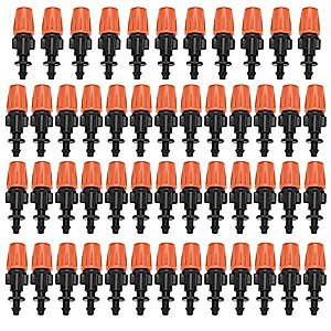Hakeeta 50 Pcs Drip Irrigation Misting Nozzles, Sprinkler Head Atomizer, Watering Spray Nozzles, 2 Modes Adjustable: Water Mist and Water Column