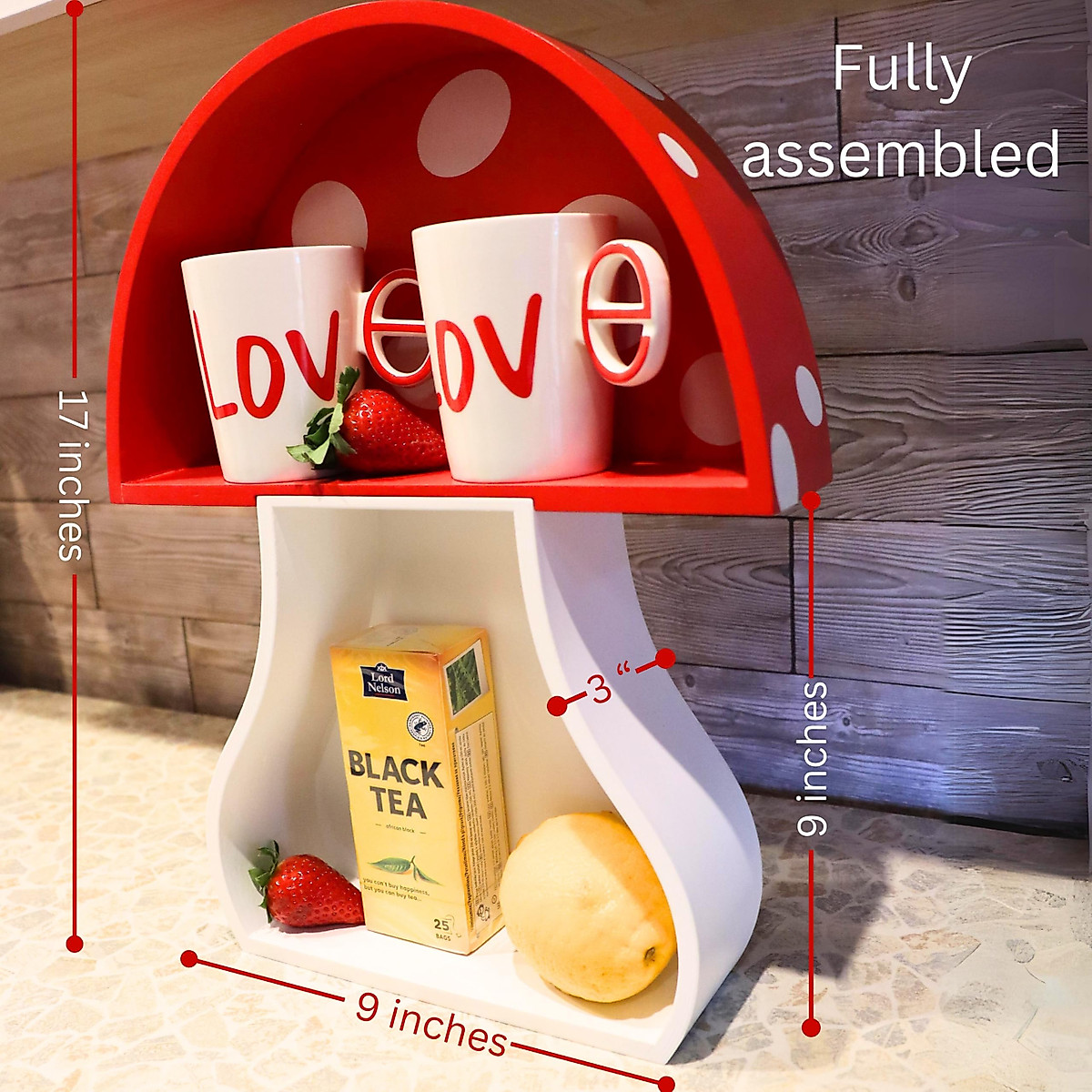 Scandi Bliss Floating Mushroom Shelf: Decorative & Functional Mushroom Wall Decor for Nursery, Bedroom, Living Room, Kitchen & Bathroom, Decorative Mushroom Shelves for a Whimsical Touch