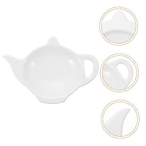 KICHOUSE Ceramic Tea Bag Saucer White Serving Tray Chinese Tea Bags Appetizer Serving Tray Side Dishes Decorative Teabag Dish Tea Bag Stand Multi-Function Teabag Holder Tea Bag Holder White