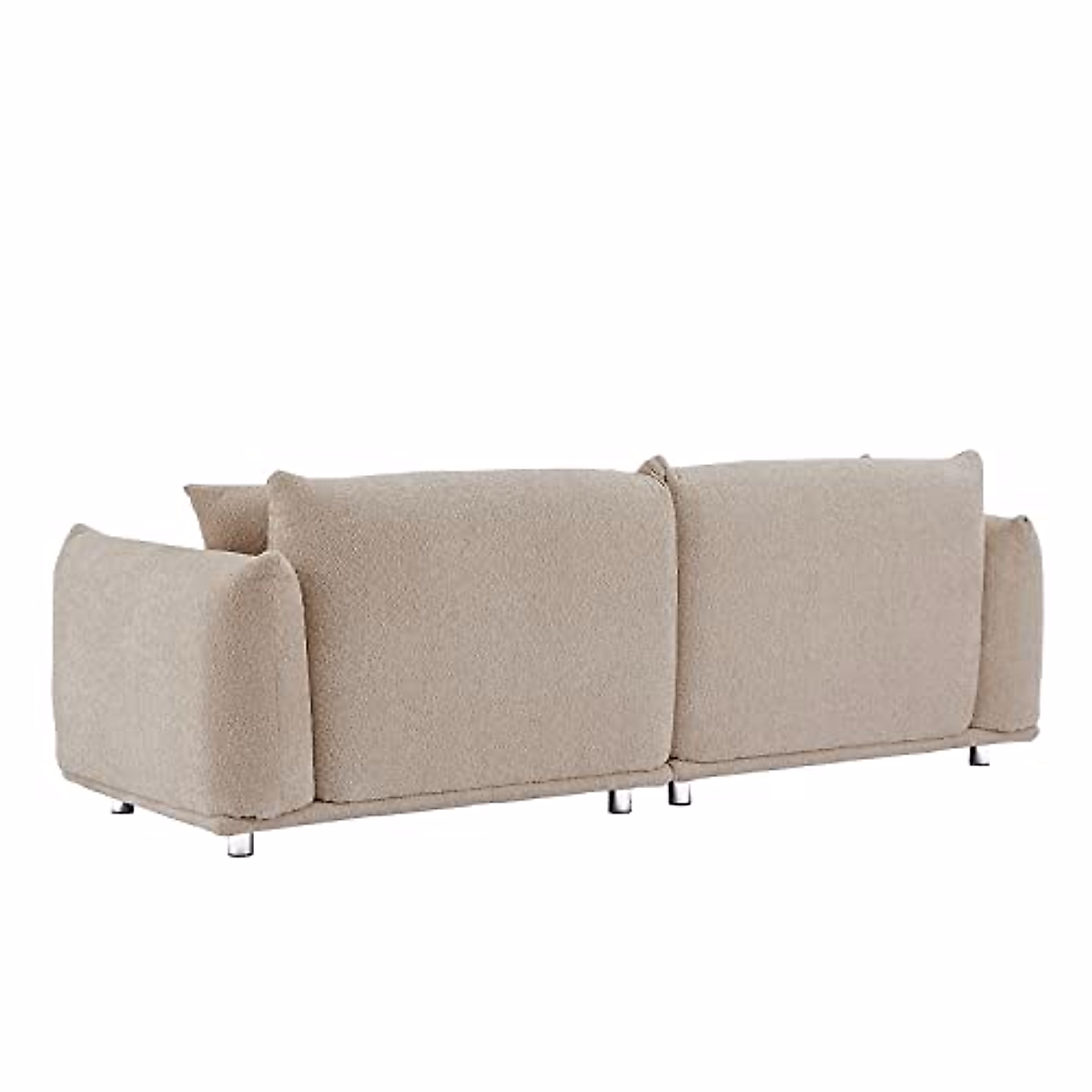 Hommoo Mid Century Modern Couch for Living Room Bedroom Soft Loveseat Sofa Boucle Sofa with Metal Legs Comfy Couch 87" W Small Couch for Small Space with Pillows Camel