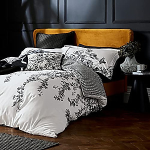 Ted Baker Bedding Full Queen Duvet Cover Set Cotton 3-Piece Breathable All Season Flowers Button Closure Soft Sateen 92 x 96 Inches Elegance Floral, Full/Queen, Ivory