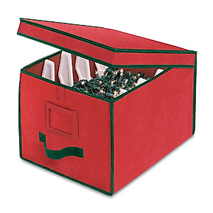Whitmor Christmas Light Box Organizer Red with Green Trim