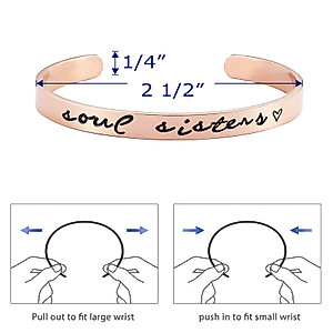 LParkin Soul Sister Bracelet Gift Jewelry Bff Bracelet Friendship Best Friend (Rose Gold Plated)