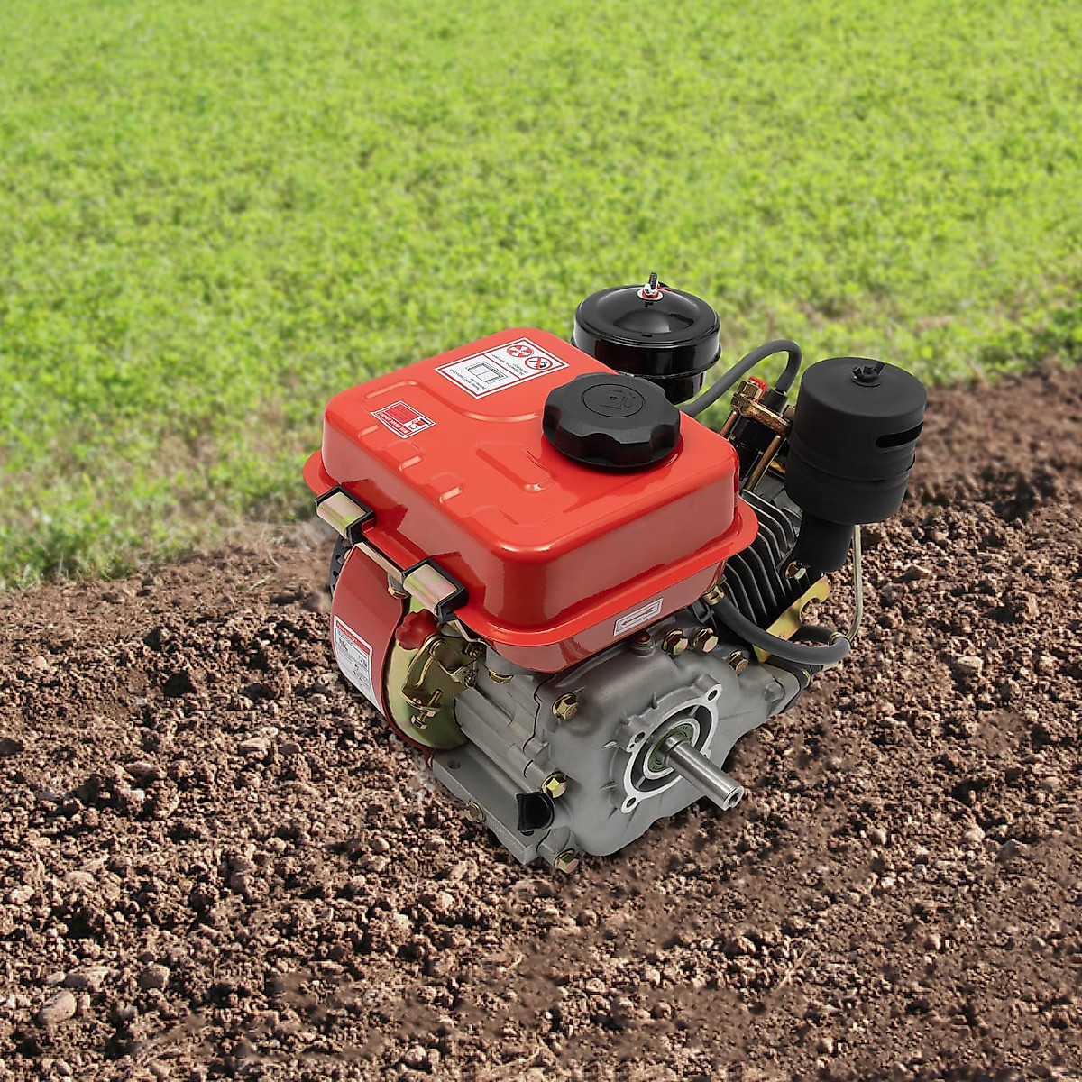 4-Stroke Diesel Engine 196CC Single Cylinder Forced Air Cooling Multi-Purpose Engine, Manual Recoil Start Horizontal Shaft Engine for Pasture Management Machines Small Agricultural Machinery Fields