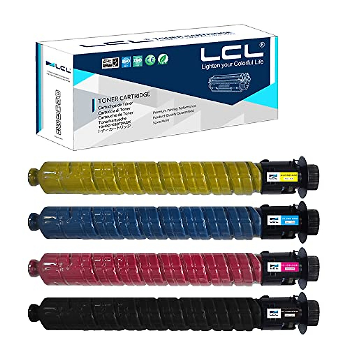 LCL Compatible Toner Cartridge Replacement for Ricoh 842279 842280 842281 842282 IM C4500 IM C5500 IM C6000 High Yield IM C4500 IM C5500 IM C6000 Savin IM C4500 IM C5500 IM C6000 (4-Pack KCMY)