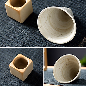 Coarse Pottery Espresso Cups with Base 6 OZ Handcrafted Creative Triangular Cone Shape Porcelain Mug Coffee Mugs for Cappuccino, Ceramic Tea Cup for Coffee Cappuccino Tea Latte Sake Milkshake Yogurt