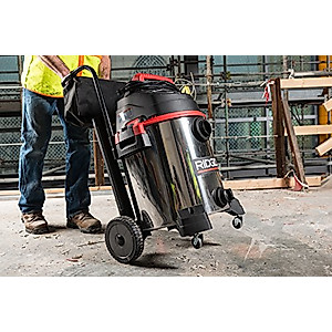 RIDGID 50353 1610RV Stainless Steel Wet Dry Vacuum, 16-Gallon Shop Vacuum with Cart, 6.5 Peak HP Motor, Large Wheels, Pro Hose, Drain, Blower Port