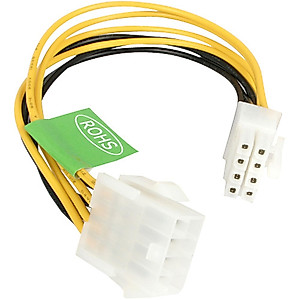 StarTech.com EPS 8 Pin Power Extension Cable - Power extension cable - 8 pin EPS12V (F) to 8 pin EPS12V (M) - 7.9 in - EPS8EXT,Yellow