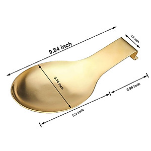 Stainless Steel Spoon Rest, VOJACO Gold Spoon Rest for Kitchen Counter Stove Top, Spatula Ladle Spoon Cooking Utensils Holder, Gold Kitchen Accessories, Dishwasher Safe