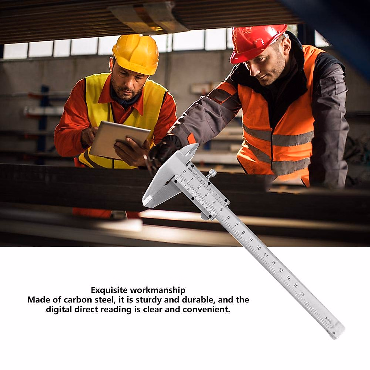 Carbon Steel Vernier Caliper,150mm 0.02mm Resolution Metal Micrometer Gauge,Length Depth Thickness Inner and Outer Diameter Measure Tool