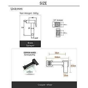 MINJING Hand Held Bidet Sprayer, Black Douche Kit Toilet, Hot and Cold Brass Copper Mixer Valve Set Shower Head Faucet,A Set