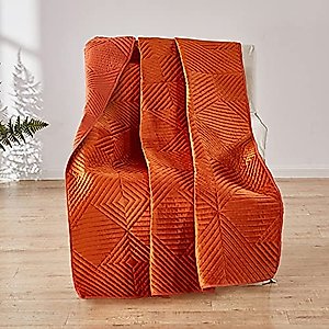 Barefoot Bungalow Riviera Velvet Throw Blanket, Spice