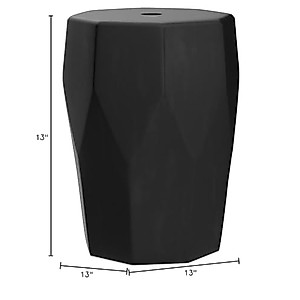 Signature Design by Ashley Rhysworth Contemporary Ceramic Indoor/Outdoor Stool, Black