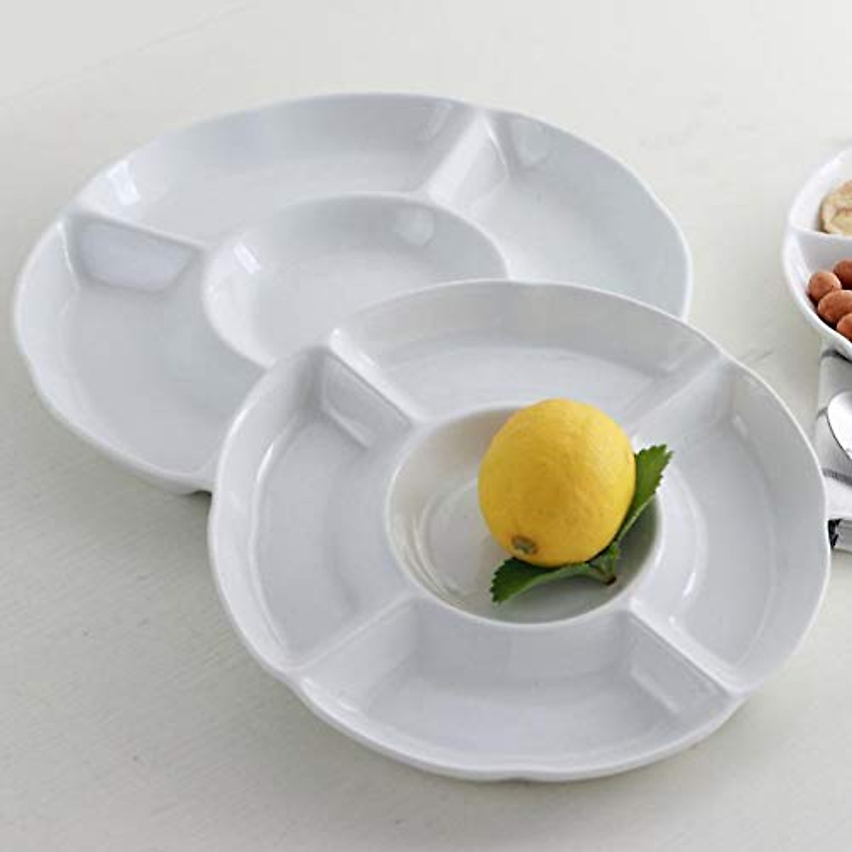 Hemoton Serving Dishes Platter Chip Dip Serving Tray Divided Serving Platter Relish Tray Appetizer Plate Melamine Tableware for Veggies Candy Fruit Snack Chip Desert Bowl Serving Bowls