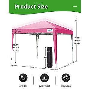 Quictent Upgraded 10'x10' Pop up Canopy Tent with Detachable & Interchangeable Sidewalls Instant Outdoor Gazebo Ez Party Tent Enclosed Waterproof (Pink)