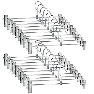 Hangers with Clips - 20 Pack Pants Hangers with Clips Stackable Metal Clip Hangers Skirt Hangers with Clips