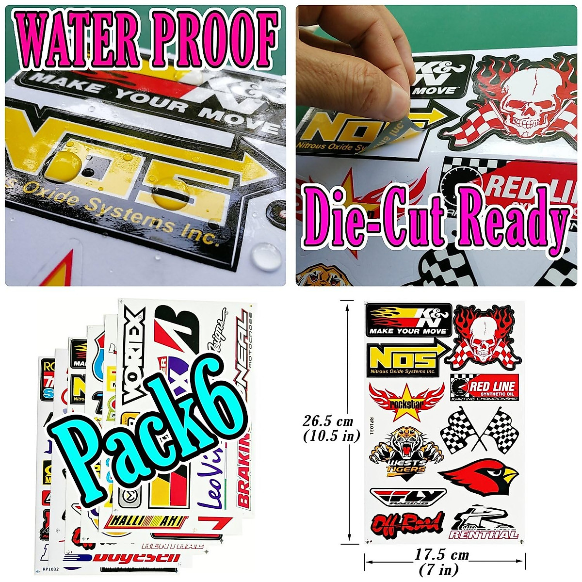 Cars Motorsport Nos Gulf Hot Rod Nascar Drag Racing Lot 6 Vinyl Graphic Decals Stickers D6094
