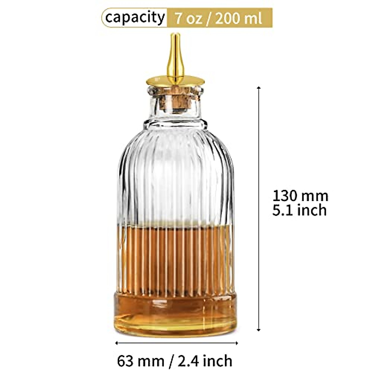 Bitters Bottle - 7oz 200ml Bitter Bottle with Dash Top, Made of Glass, Perfect for Bartender, Home Bar