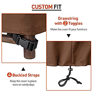 Arcedo Patio Chair Covers 33 Inch and Patio Sofa Cover 60 Inch, Heavy Duty Waterproof Patio Furniture Sofa and Chair Covers with 4 Straps, Brown