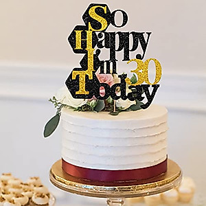Gold So Happy I'm 30 Today Cake Topper for Birthday Party Decor, Glitter Happy 30th Bithday/Cheers to 40 Years Old Themed Birthday Party Decorations