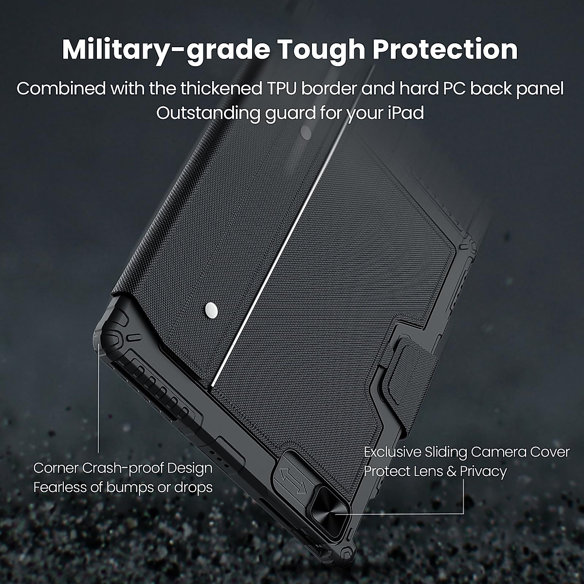 Nillkin Keyboard Case for iPad Air 13-inch (M3 2025/M2 2024), iPad Pro 12.9-inch (6th/5th/4th/3rd Gen) Rugged Case with Detachable Keyboard, Magic Trackpad, 7-Color Backlit, Portrait/Landscape, Black