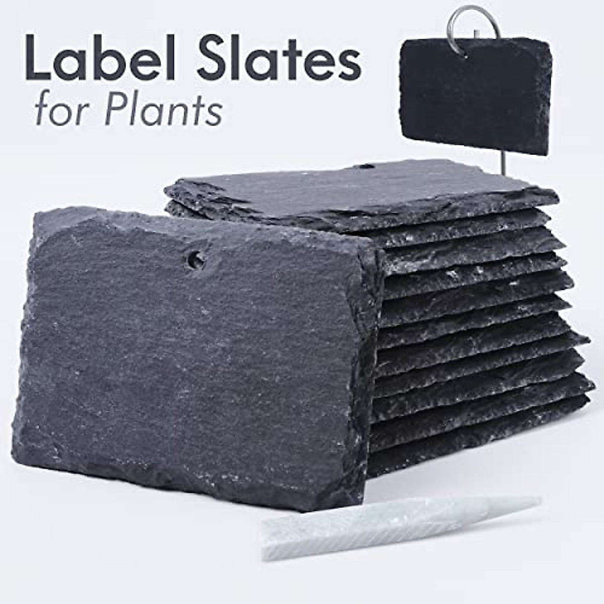 ARILEO 12pcs Slate Plant Labels - Weatherproof Garden Signs