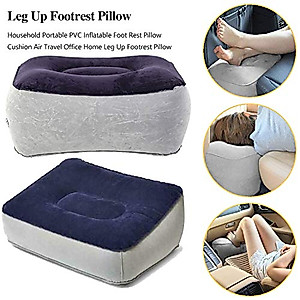 Inflatable Travel Foot Rest Pillows, Air Foot Rest Pillow Inflatable Footrest Cushion for Travel, Office and Home, Perfect Airplane Travel Accessories, Car Seat Footrest, Leg Rest Pillow