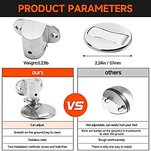 Magnetic Door Stop,CAUDEER,Magnetic Door stoppers for Bottom of doorr,2sets Adhesive No Drilling,Protect The Door from Collision When Opened (Silver -2)