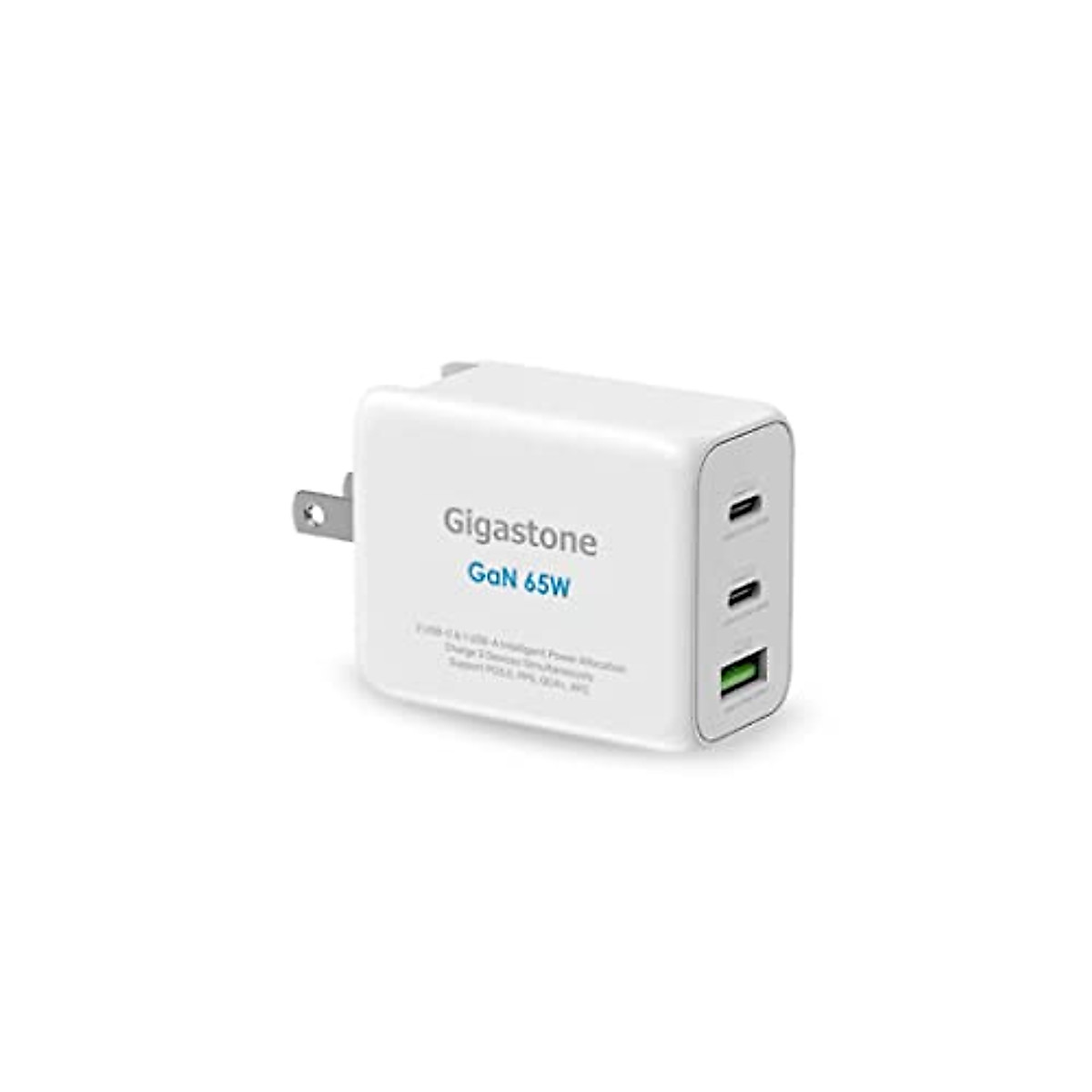 Gigastone 65W USB C Charger (2-Pack), GaN III Tech, PPS, Multiple Port, Foldable Plug, Full Speed Charging for MacBook Air/Pro, Dell XPS, iPad, iPhone, Galaxy