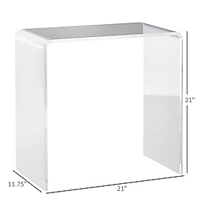 HOMCOM 21" Long Rectangle All Acrylic 15mm Thick Waterfall Coffee Table, Clear