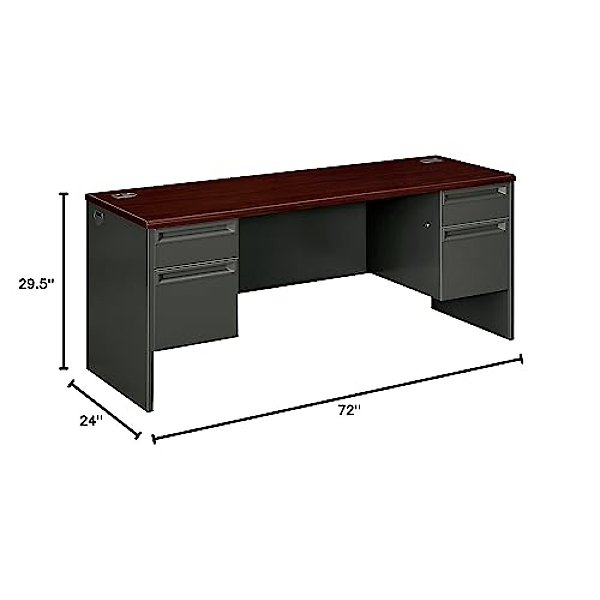 HON 38854NS 38000 Series Kneespace Credenza, 72w x 24d x 29-1/2h, Mahogany/Charcoal