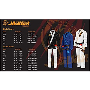 JAGUAR PRO GEAR ORGANO - Pure Organic Cotton Light Weight Kimono Brazilian Jiu Jitsu Gi Unisex (K-0, White)