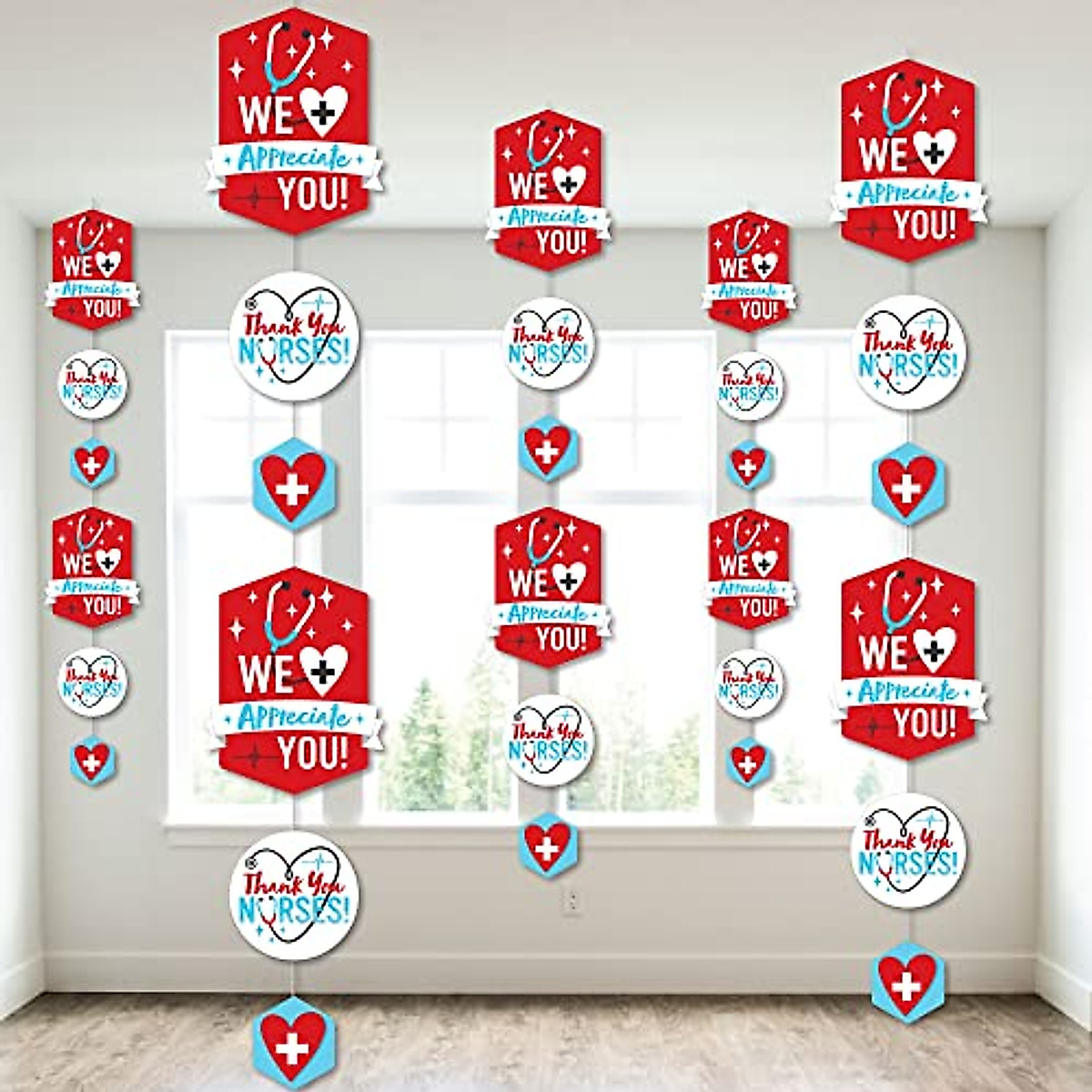 Big Dot of Happiness Thank You Nurses - Nurse Appreciation Week DIY Dangler Backdrop - Hanging Vertical Decorations - 30 Pieces