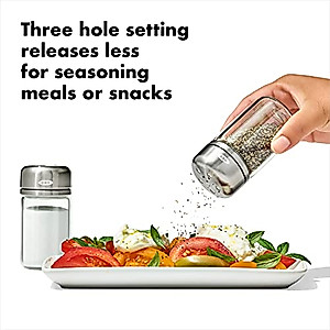 OXO Good Grips Glass Adjustable Salt & Pepper Shaker Set, 3.5 oz Each, Clear