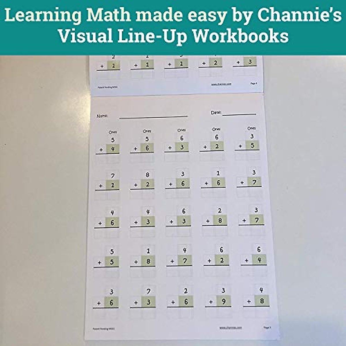 Channie’s One Page A Day Single Digit Addition & Subtraction Workbook for Pre-Kindergarten - 1st Grade Elementary School Students, Single Digit Math Practice, 50 Pages